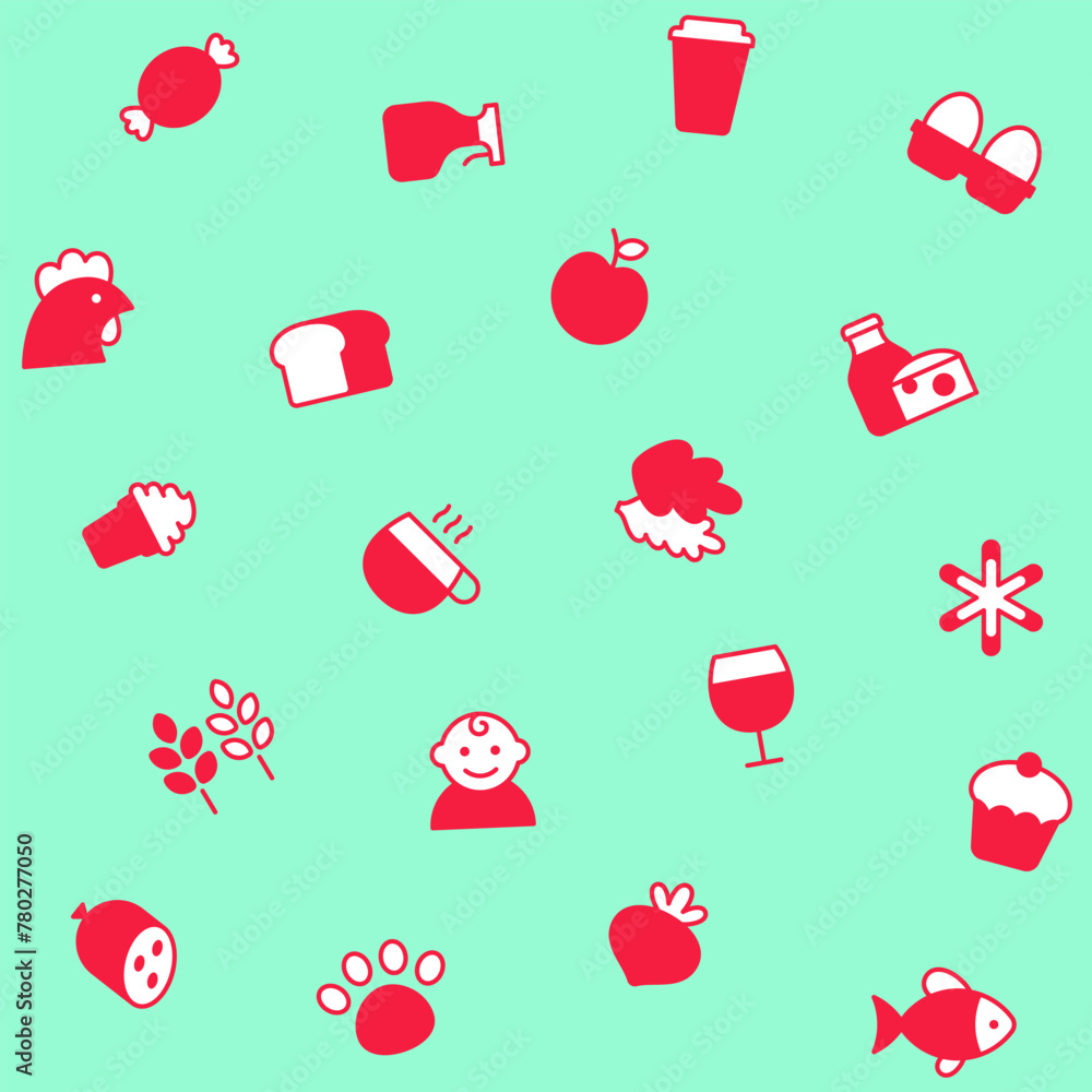Grocery icon seamless pattern. Retail store product signs background ...