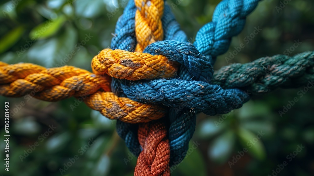 Team rope diverse strength connect partnership together teamwork unity ...
