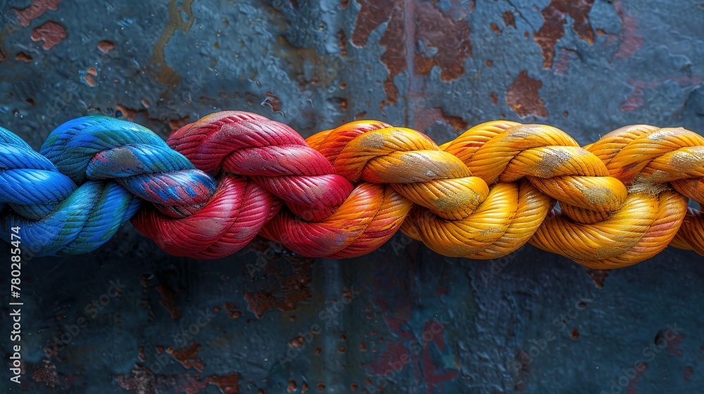 Team rope diverse strength connect partnership together teamwork unity ...