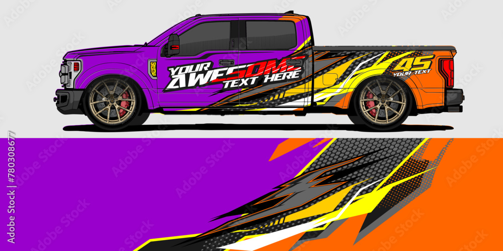 Vector Racing Car Wrap Design: Abstract Striped Background Kit for ...
