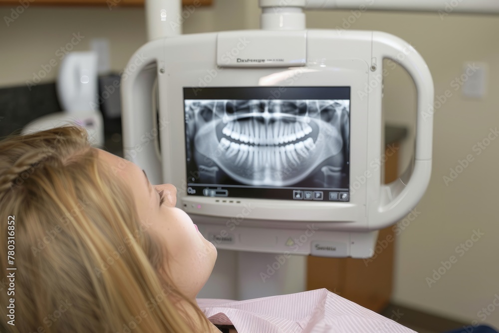 Orthodontic Dental X-Ray, Patient Examining Teeth Alignment Stock Photo ...