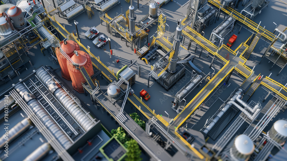 A map of a factory, showing the different locations of the different ...