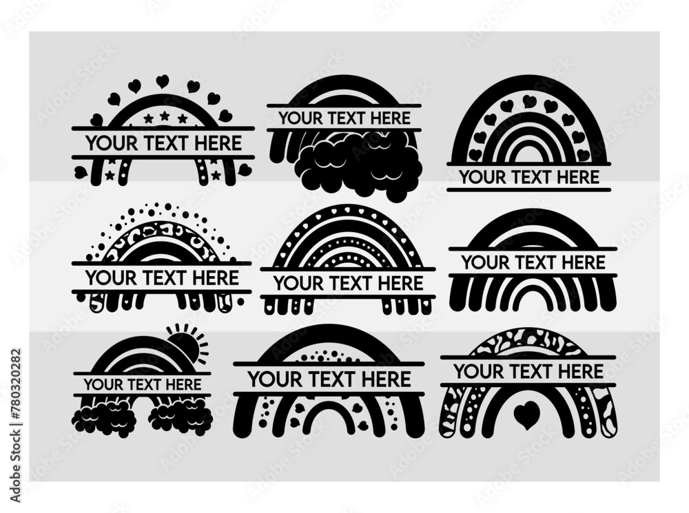 Boho Rainbow Split Monogram | Monogram SVG Bundle | Layered Bohemian ...