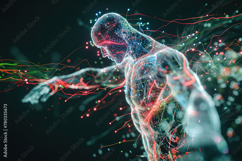 A Digital Visualization Projecting Nerve Impulses And Synapses Across A