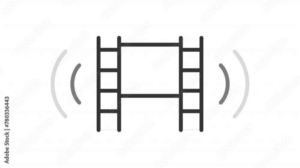 Movie streaming line animation. Animated film strip and sound waves ...