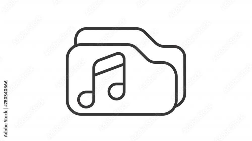 Musical library line animation. Animated folder with musical note icon ...