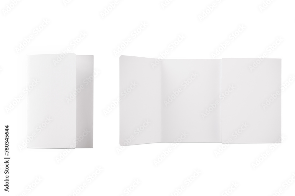 Double gate fold vertical four panel brochure blank white template for ...