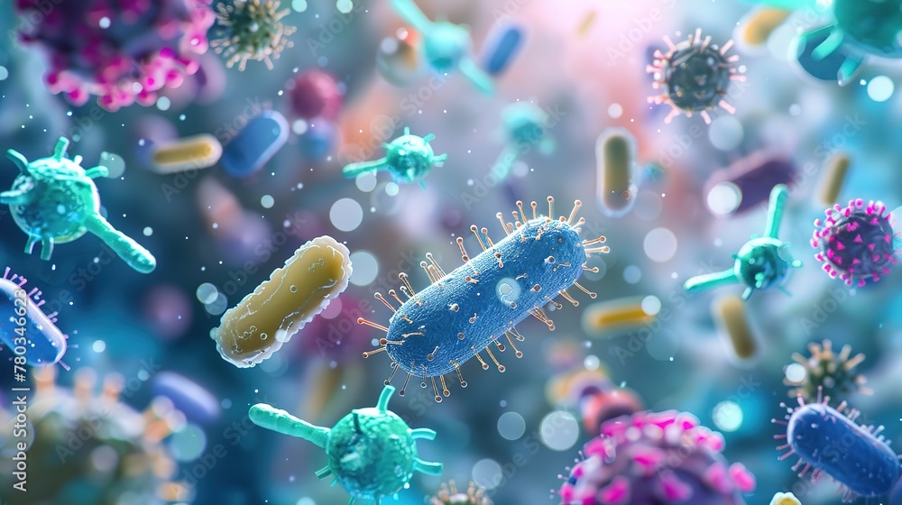 Concept infectious agents bacteria bacilli E coli part of the gut ...