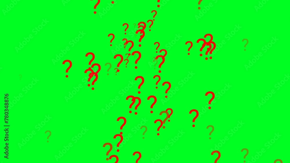Vidéo Stock Question mark rain style video at green background Red ...