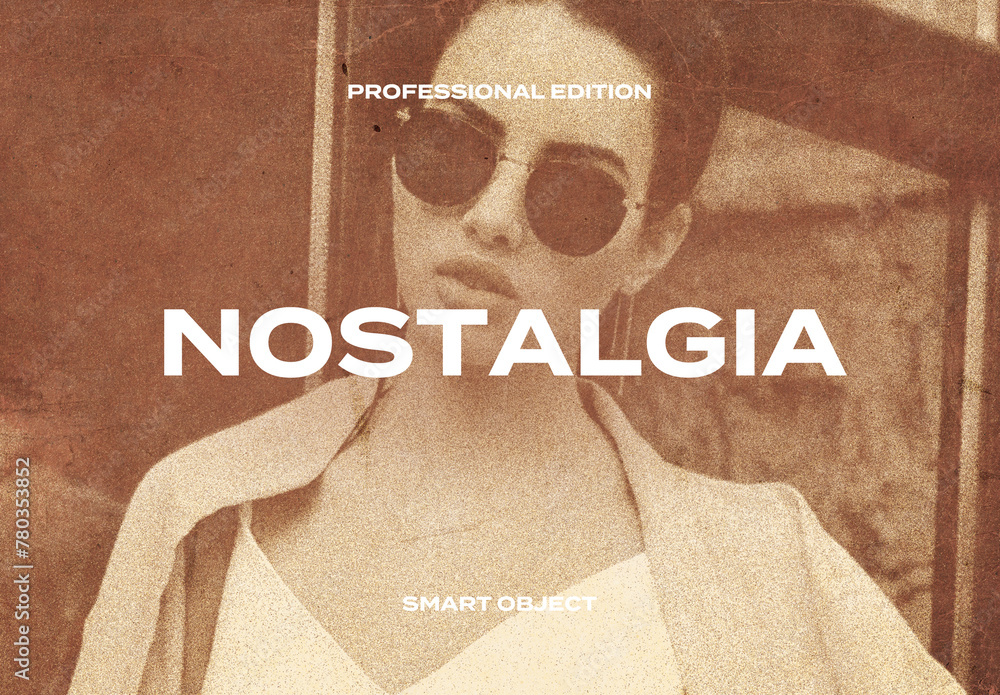 Nostalgia Retro Vintage Old Photo Effect Paper Texture Template Mockup ...