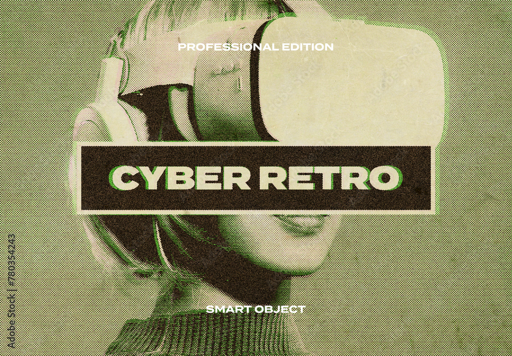 Cyber Film Retro Frame Retro Screen Photo Effect Paper Texture Template Mockup Overlay Style ...