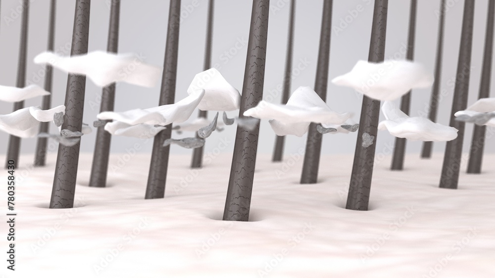 Removal process dandruff on hair and scalp. Medical beauty 3d ...