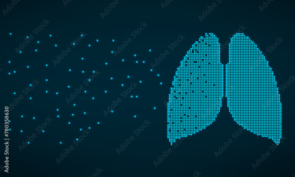 Poster Pixel lung, isolated dotted graphic element, vector illustration ...