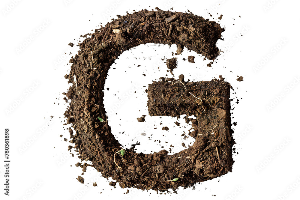 Dirt alphabet letter G, soil isolated on transparent background Remove ...