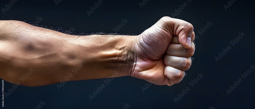 Powerful Clenched Fist Emblem Of Strength And Determination Concept