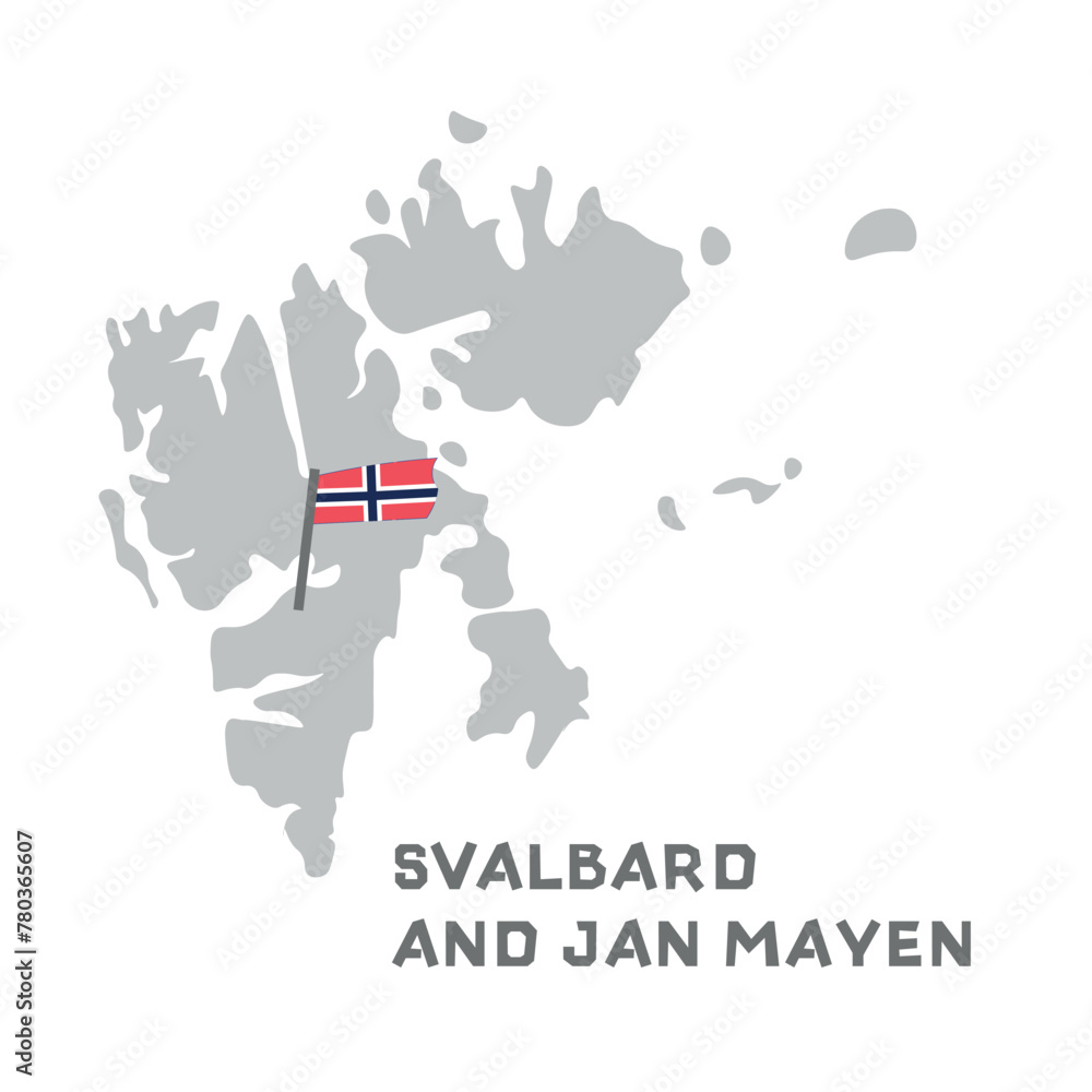 Vecteur Stock Svalbard and Jan Mayen vector map illustration, country map silhouette with the ...