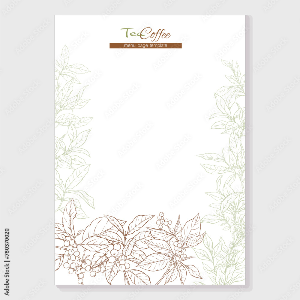 Green tea branch with leaves Coffee tree. Branch with leaves and ...