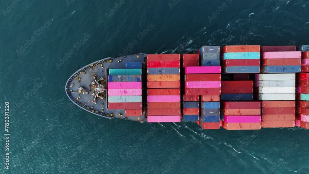 Top view Cargo Container ship the ocean ship carrying container and ...