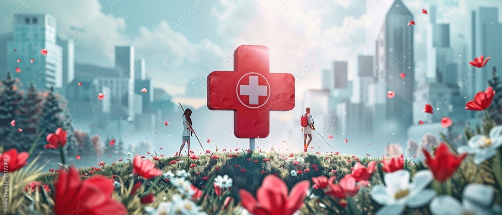 Vector illustration of the World Red Cross Day concept and the 8th May ...
