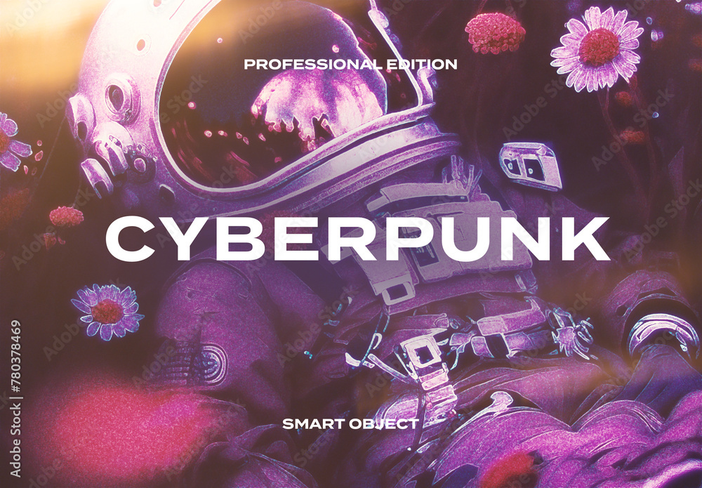 Cyber Punk Grunge Gradient Photo Effect Paper Texture Template Mockup ...