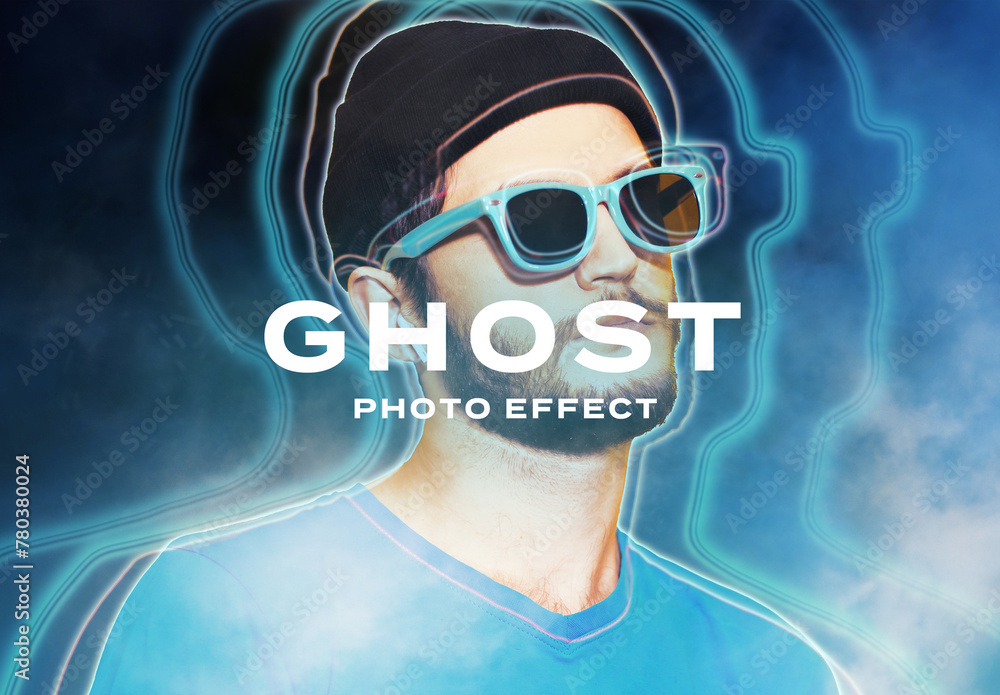 Ghost Phantom Photo Effect Paper Texture Template Mockup Overlay Style ...