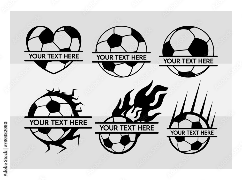 Vetor de Soccer Ball Split Monogram | SVG Bundle | Soccer | Ball Svg ...