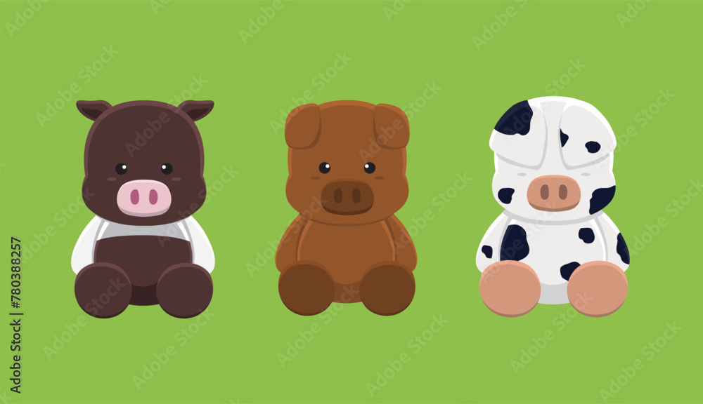 Doll Pig Hampshire Duroc Gloucester Old Spot Farm Animal Cute Cartoon ...