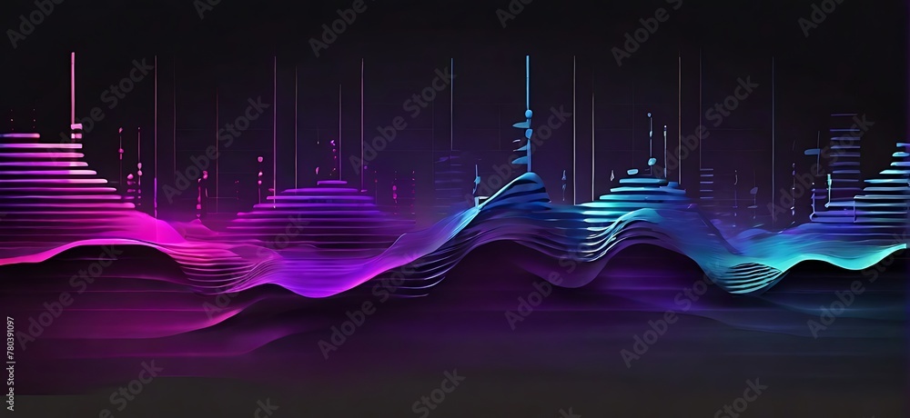 Abstract sound wave stripe lines colourful gradient blue purple ...