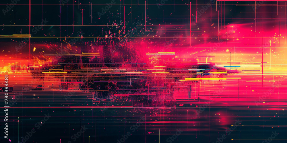 Dark digital glitch background with noise effect and vertical lines ...