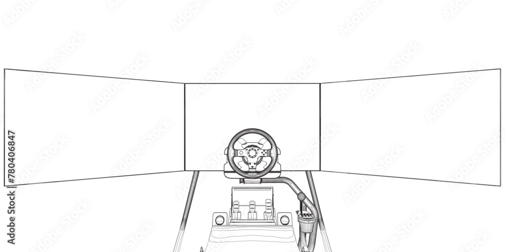 Electronic wheel technology for computer game, vector illustration ...