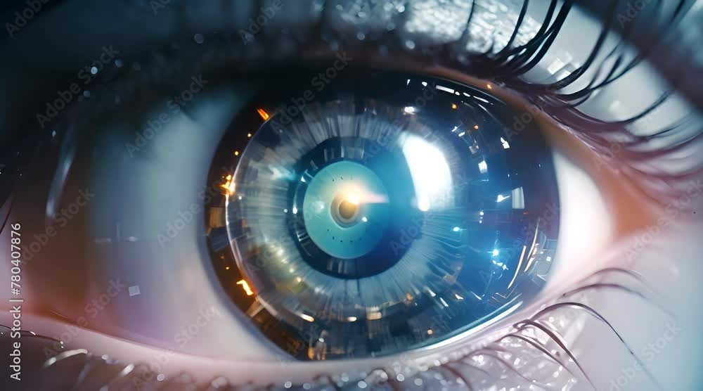 Artificial Intelligence AI human eye. Futuristic robot eye technology ...