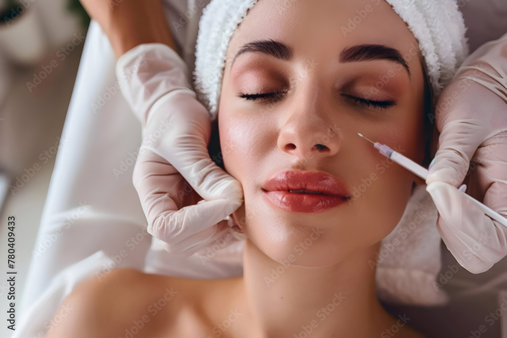 Gentle hyaluronic acid filler treatment technique for beauty ...