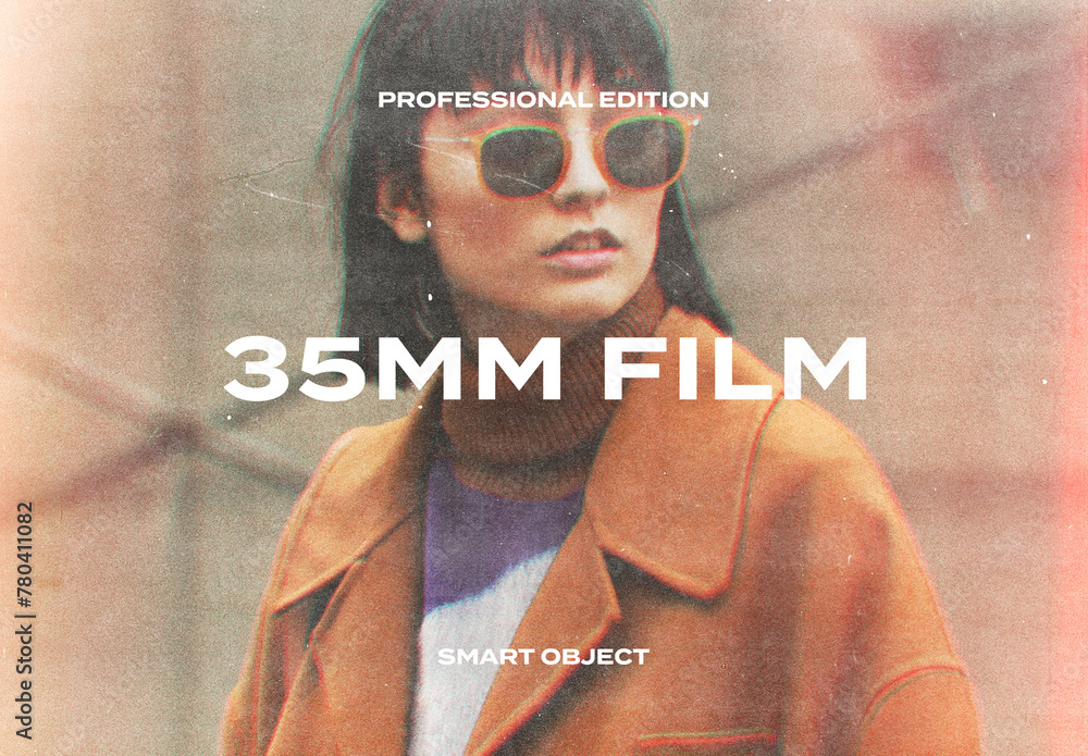 35mm Film Frame Retro Grain Light Leak Photo Effect Paper Texture Template Mockup Overlay Style ...