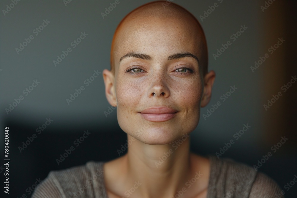 AI generated illustration of a close-up portrait of a bald person ...