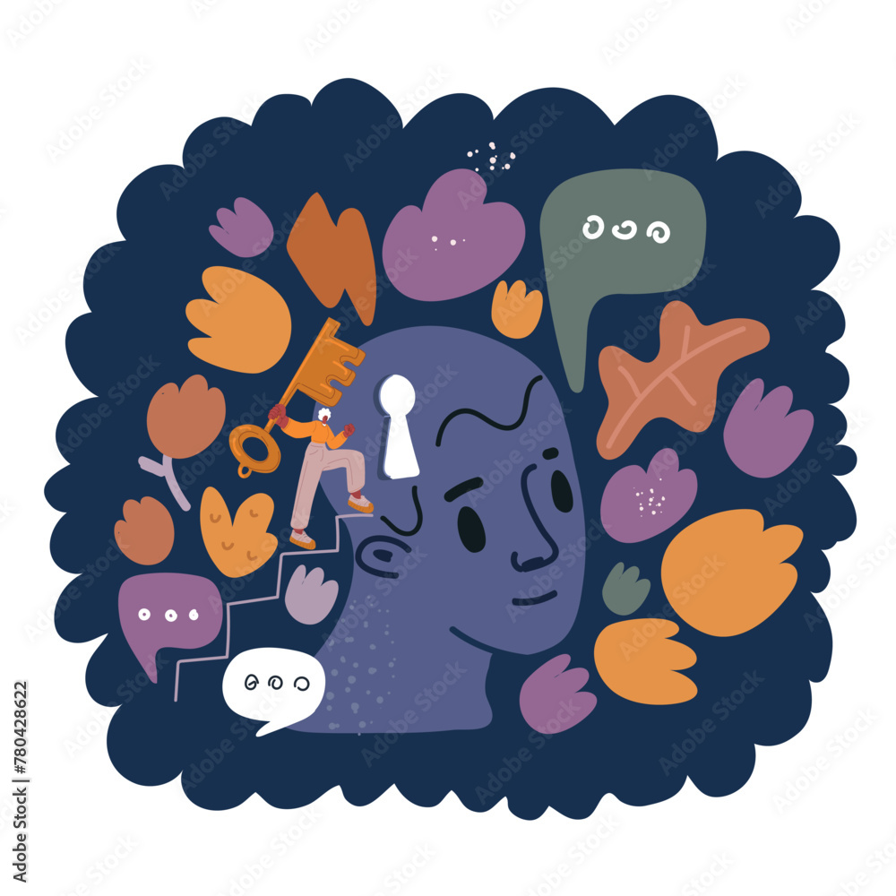 Cartoon vector illustration of Therapy, psychotherapy, psychology ...