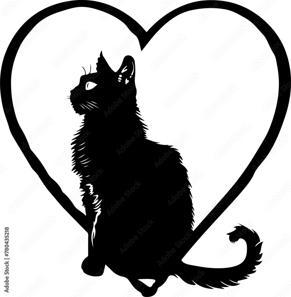 Vetor de Cat Heart SVG, Cat SVG bundle, cat silhouette svg, funny cat ...