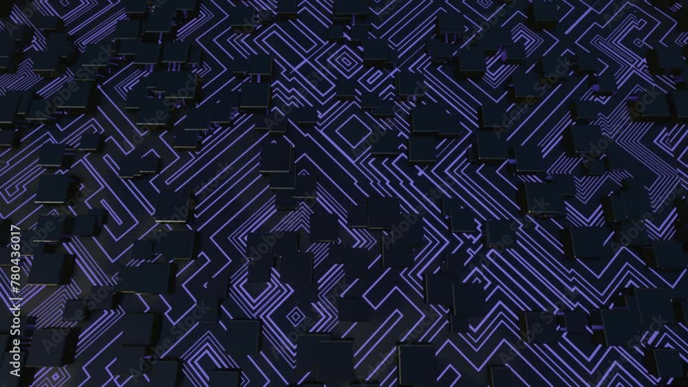 Hi tech pattern on plane surface, neon glow, complex elements and ...