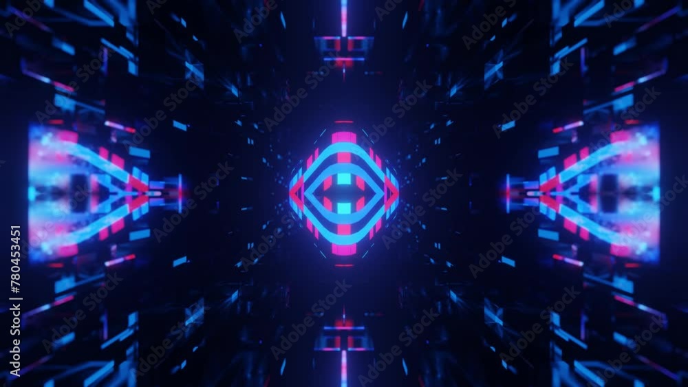 symmetrical 3d object or structure rotates and moves inside glass ...