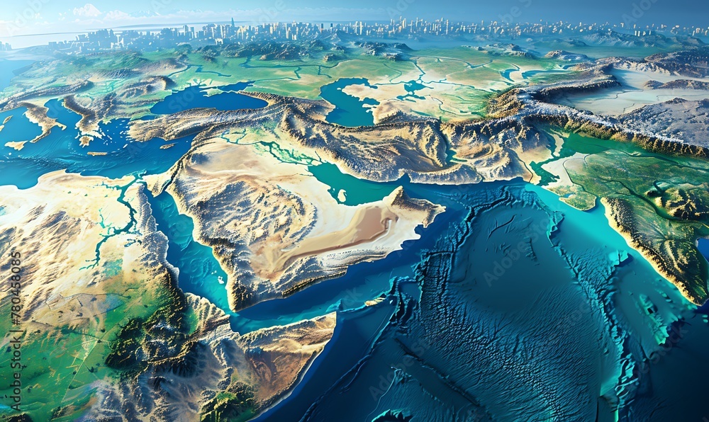 topography of the Arabian Peninsula and Middle East through detailed ...
