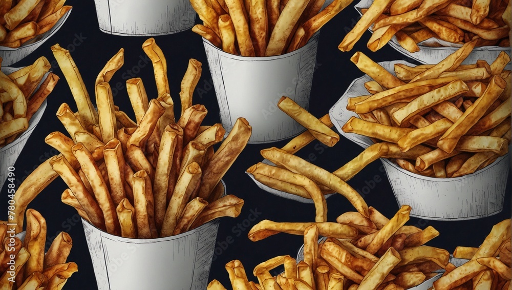 Colorful drawing of french fries Stock Illustration | Adobe Stock
