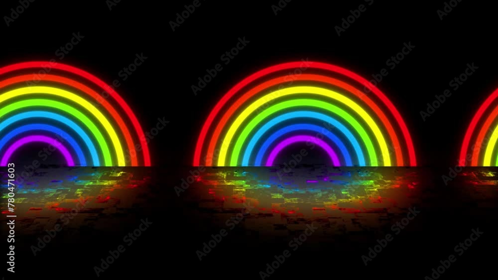 Rainbow 2d Animation. Cartoon Rainbow Animated On Black Background ...