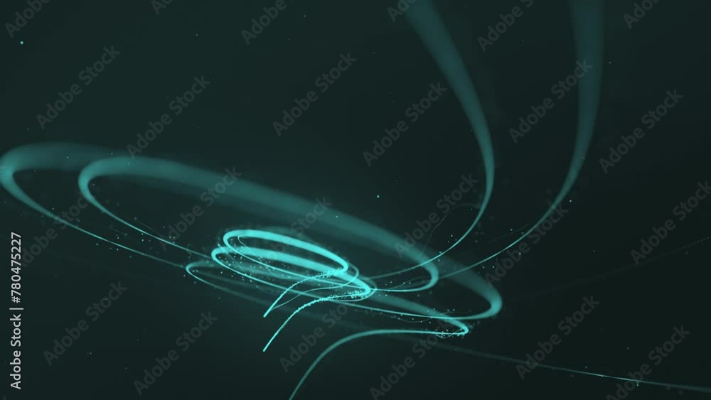Particle light trail moving streams of light. Fast energy flying wave ...