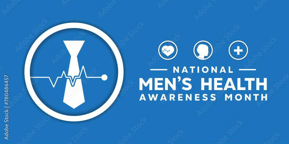 National Mens Health Awareness Month. Tie, heart, human and plus icon ...