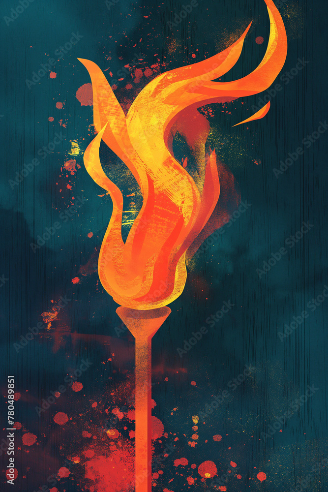 Olympic fire torch colorful illustration. Olympic flame, summer games ...