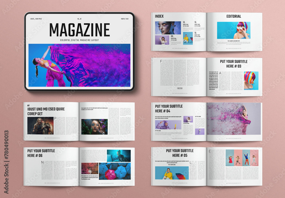 Modelo de Digital Magazine Layout Design Template Landscape do Stock ...
