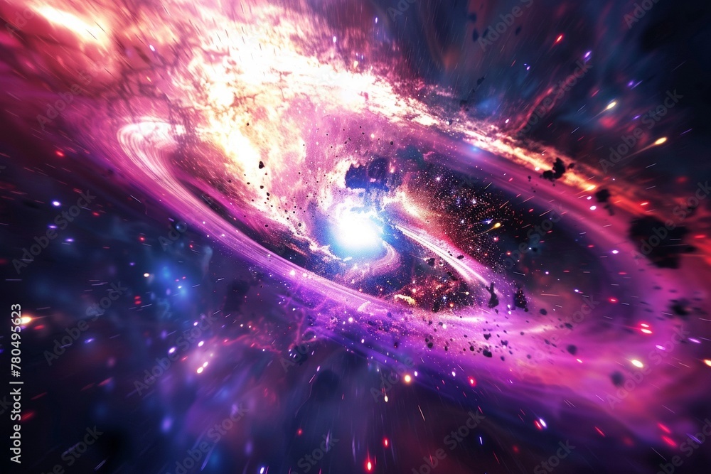 galaxy cosmic jet along with a powerful beam of radiation exploding ...