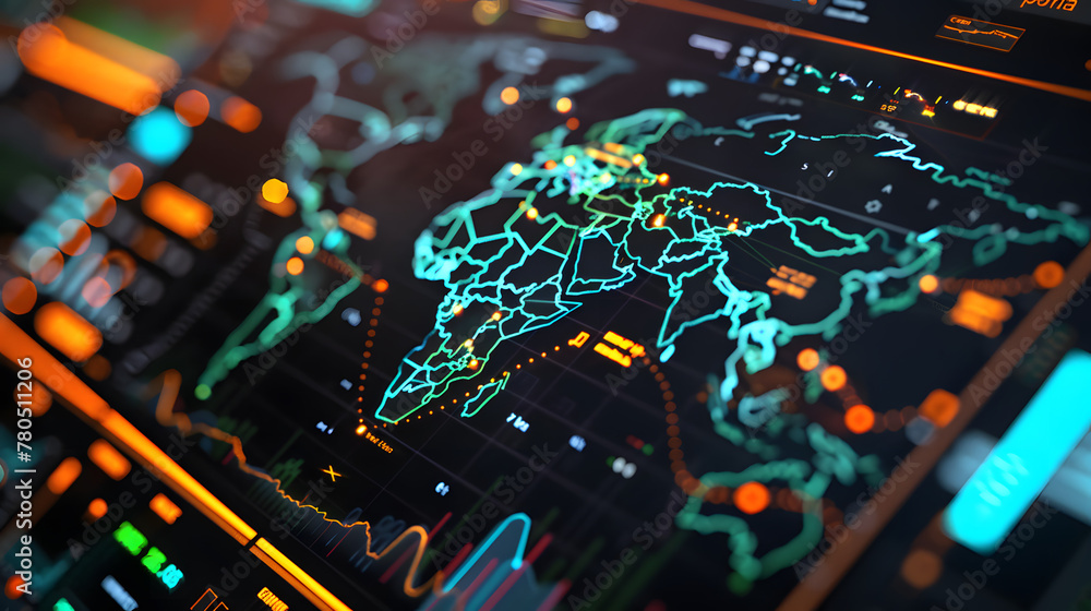 high tech computer with map of power grid risk indicator Stock Photo | Adobe Stock