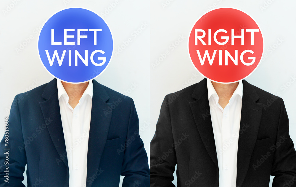 Left Wing Vs Right Wing Background Concept, Man with no face and ... Left Wing Vs Right Wing Background Concept, Man with no face and ...