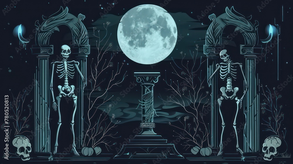 Photo & Art Print Necromancy Ritual Pedestal Shrouded in Moonlit ...