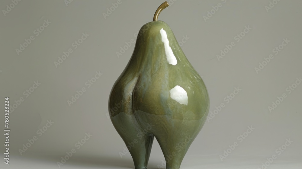 An artistic green pear-shaped sculpture that mimics the form of a woman ...